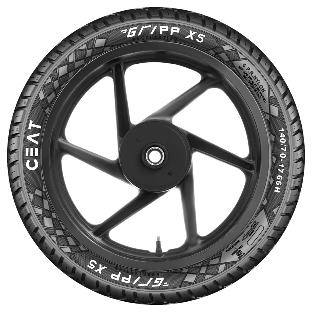 Ceat Gripp X5 90/100-10 53j Tubeless Tyre - Soni Tyre House